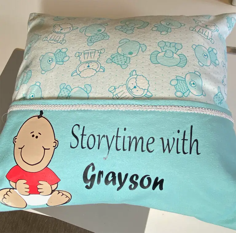 Easy to make DIY personalized Storytime pillow - Baker Street Living