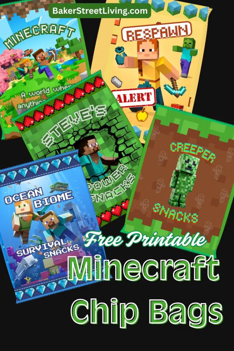 Free Printable Minecraft Chip Bags. (Easy DIY) - Baker Street Living