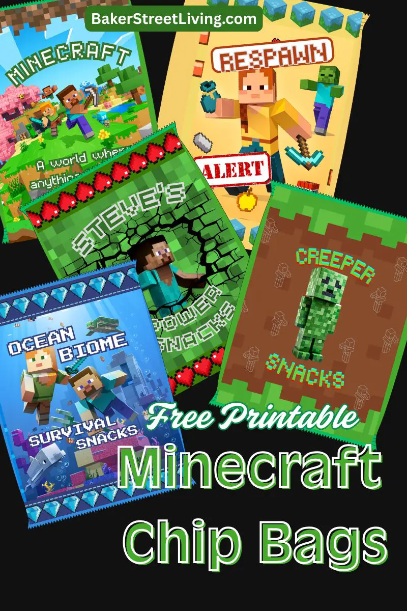 Free Printable Minecraft Chip Bags. (Easy DIY) - Baker Street Living