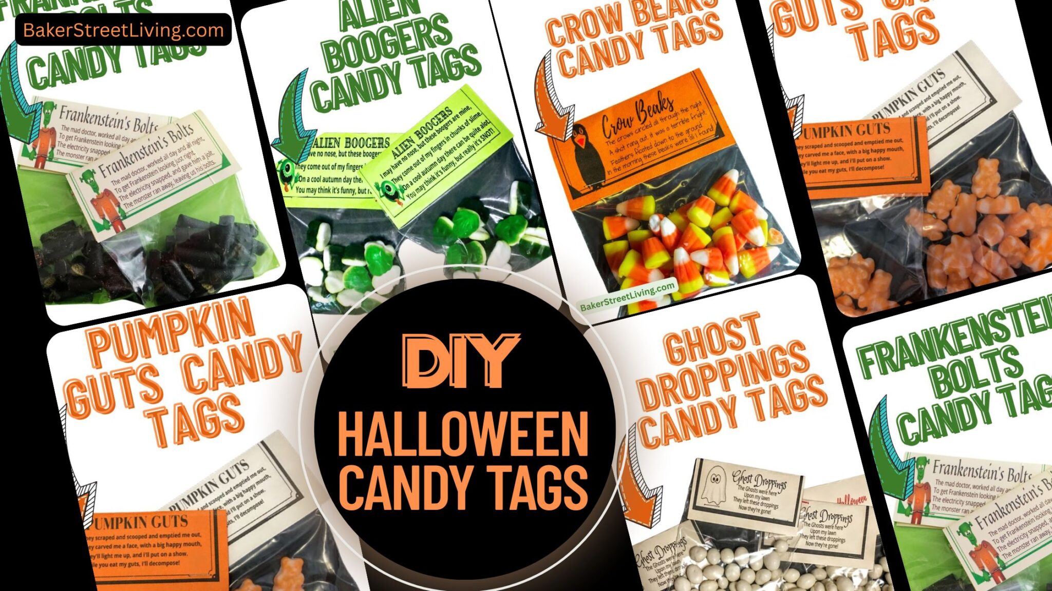 Easy to Make Printable Halloween Candy Tags - Baker Street Living