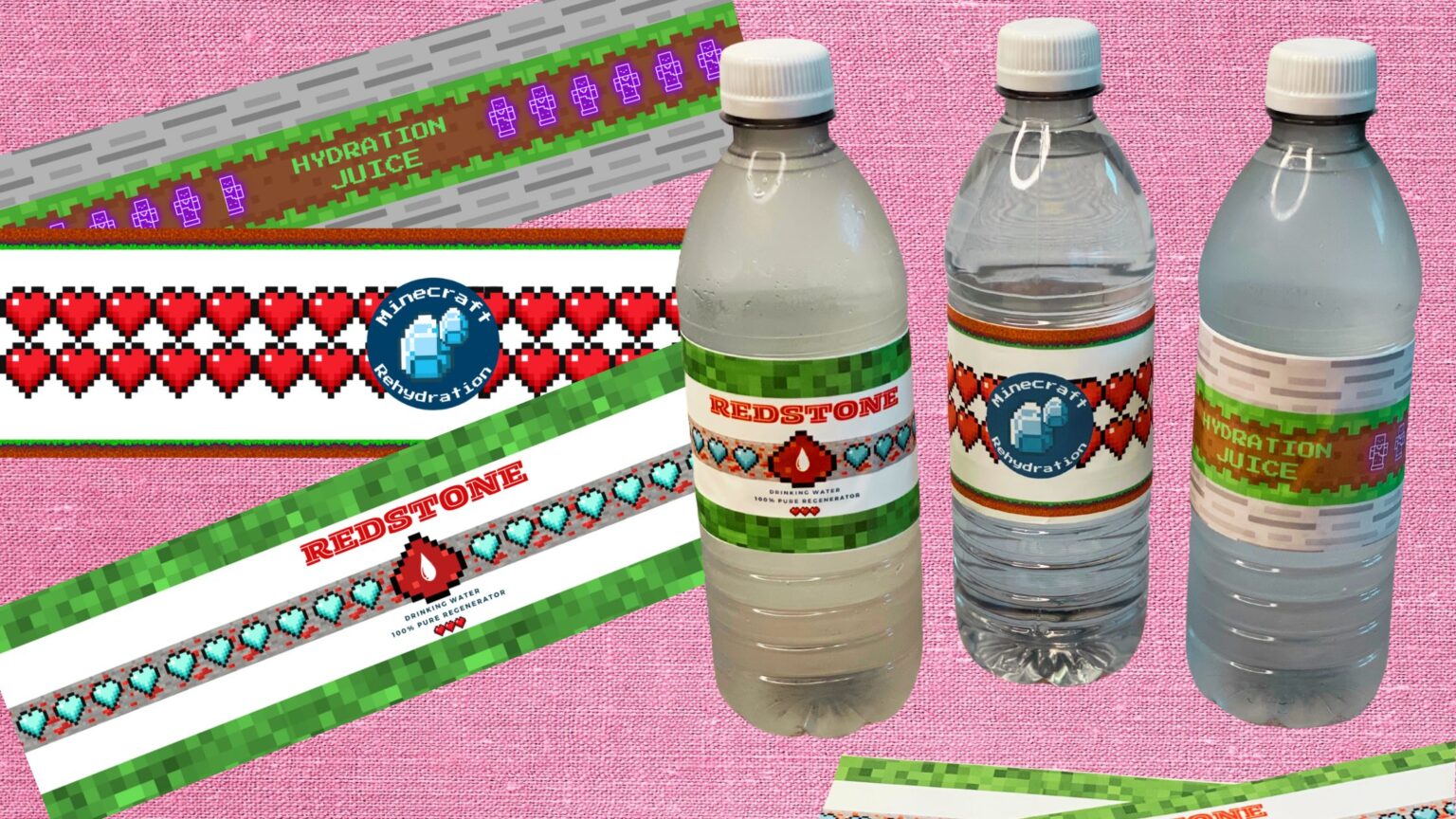Free Printable Minecraft Water Bottle Labels - Baker Street Living