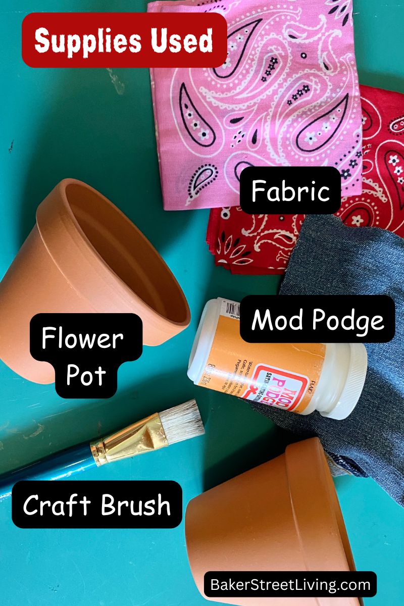 Easy DIY Fabric Covered Flower Pots - Baker Street Living