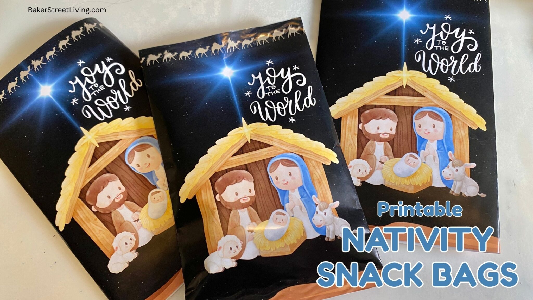 Easy to Make Printable Nativity Snack Bag. - Baker Street Living