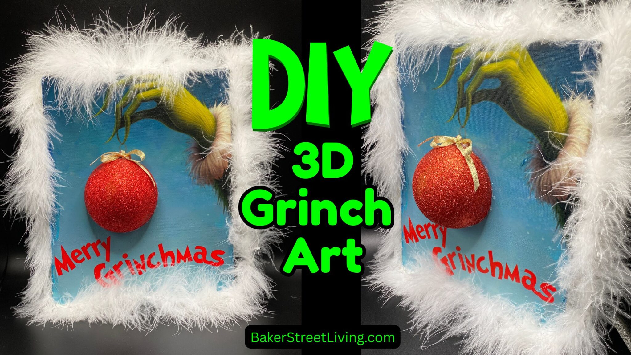 Easy DIY Grinch Art on Canvas (Free Printable) - Baker Street Living