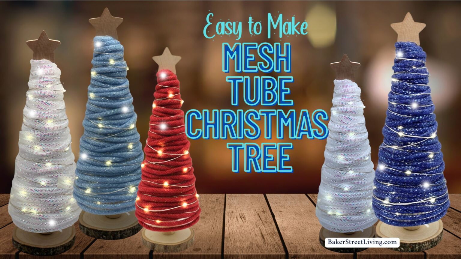 Easy to Make Mesh Tube Christmas Tree (with lights) - Baker Street Living
