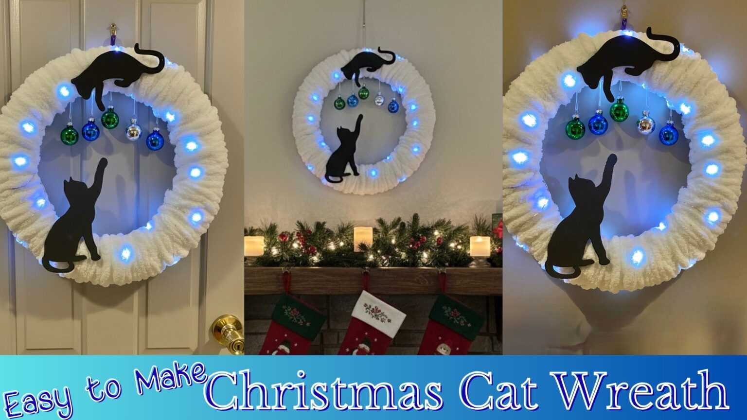 Easy to Make Christmas Cat Wreath. - Baker Street Living
