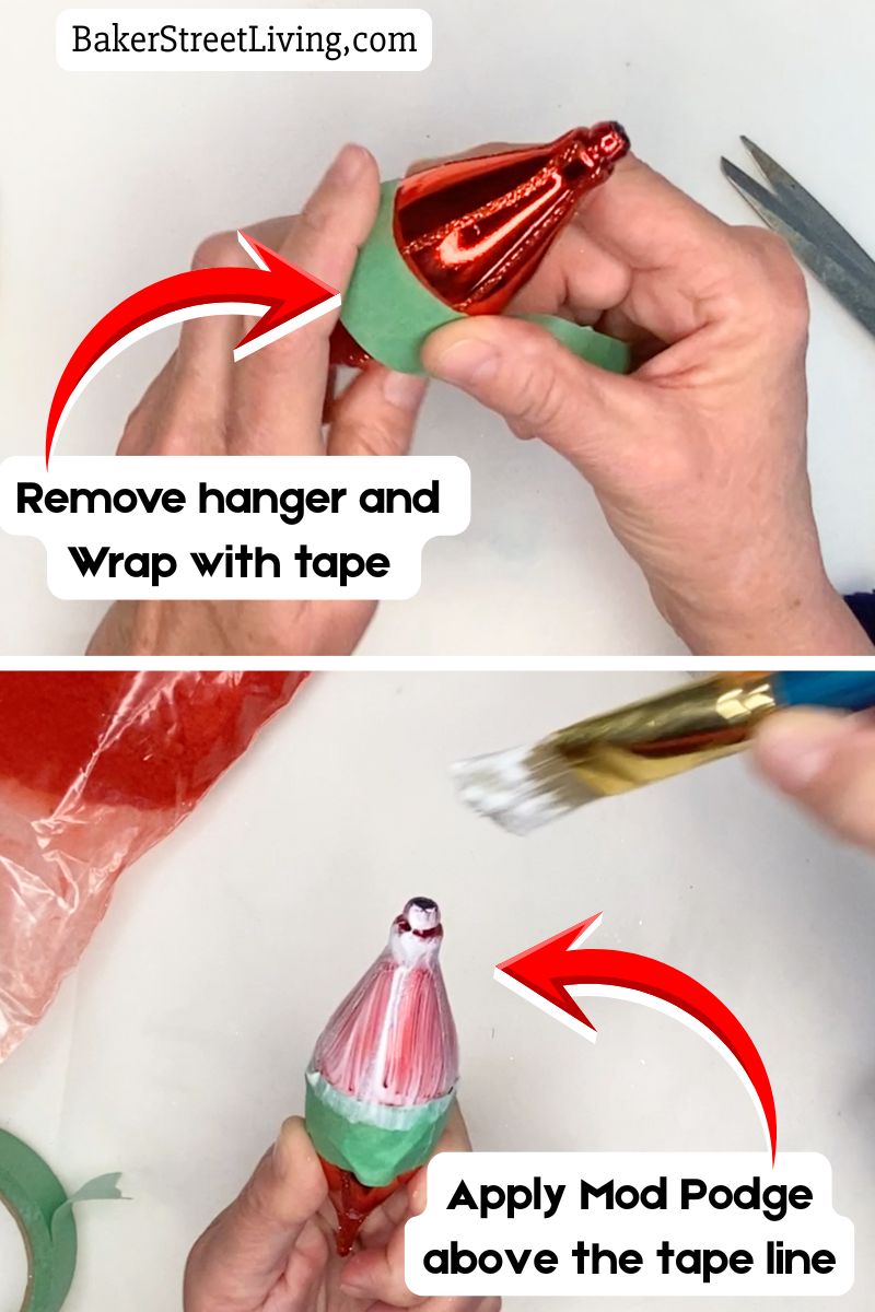 Easy to Make Flocked Santa Ornament. - Baker Street Living