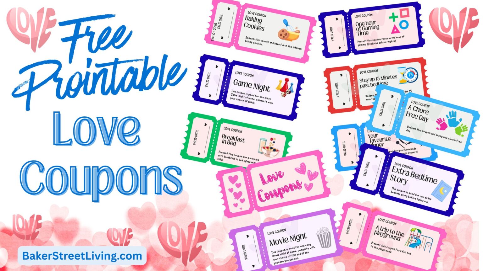 Free Printable Valentine's Day Love Coupons. (Book of 10). - Baker ...