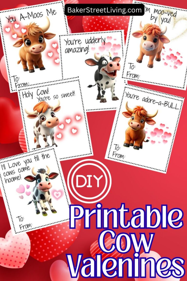 Funny Printable Cow Valentines (easy DIY cards) - Baker Street Living
