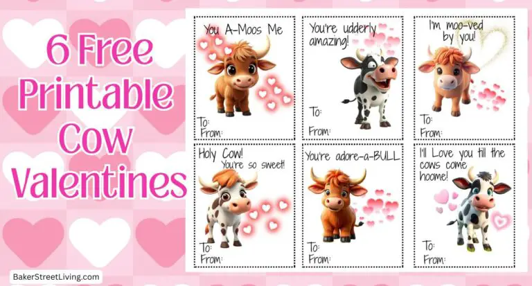 Funny Printable Cow Valentines (easy DIY cards) - Baker Street Living