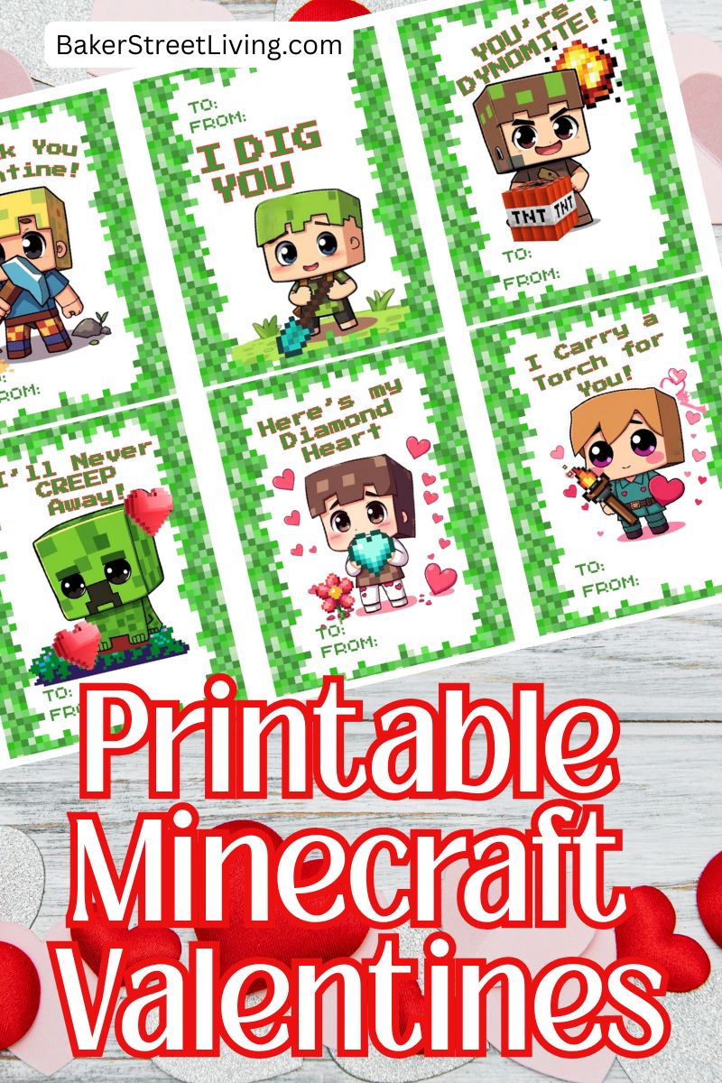 Free Printable Minecraft Valentines (DIY Cards) - Baker Street Living